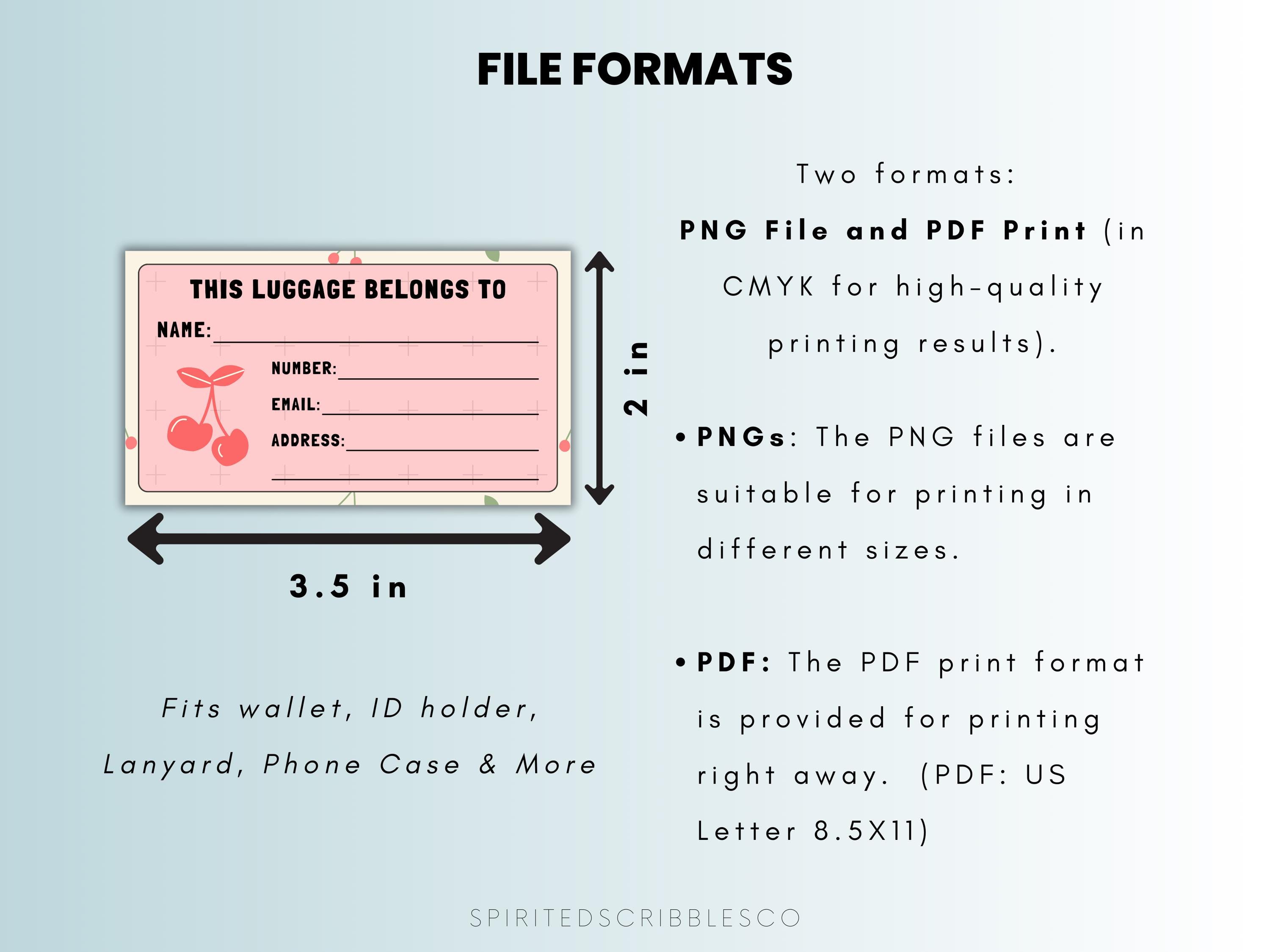 Printable Luggage Tag Insert Two-sided in Case of Emergency Contacts ...