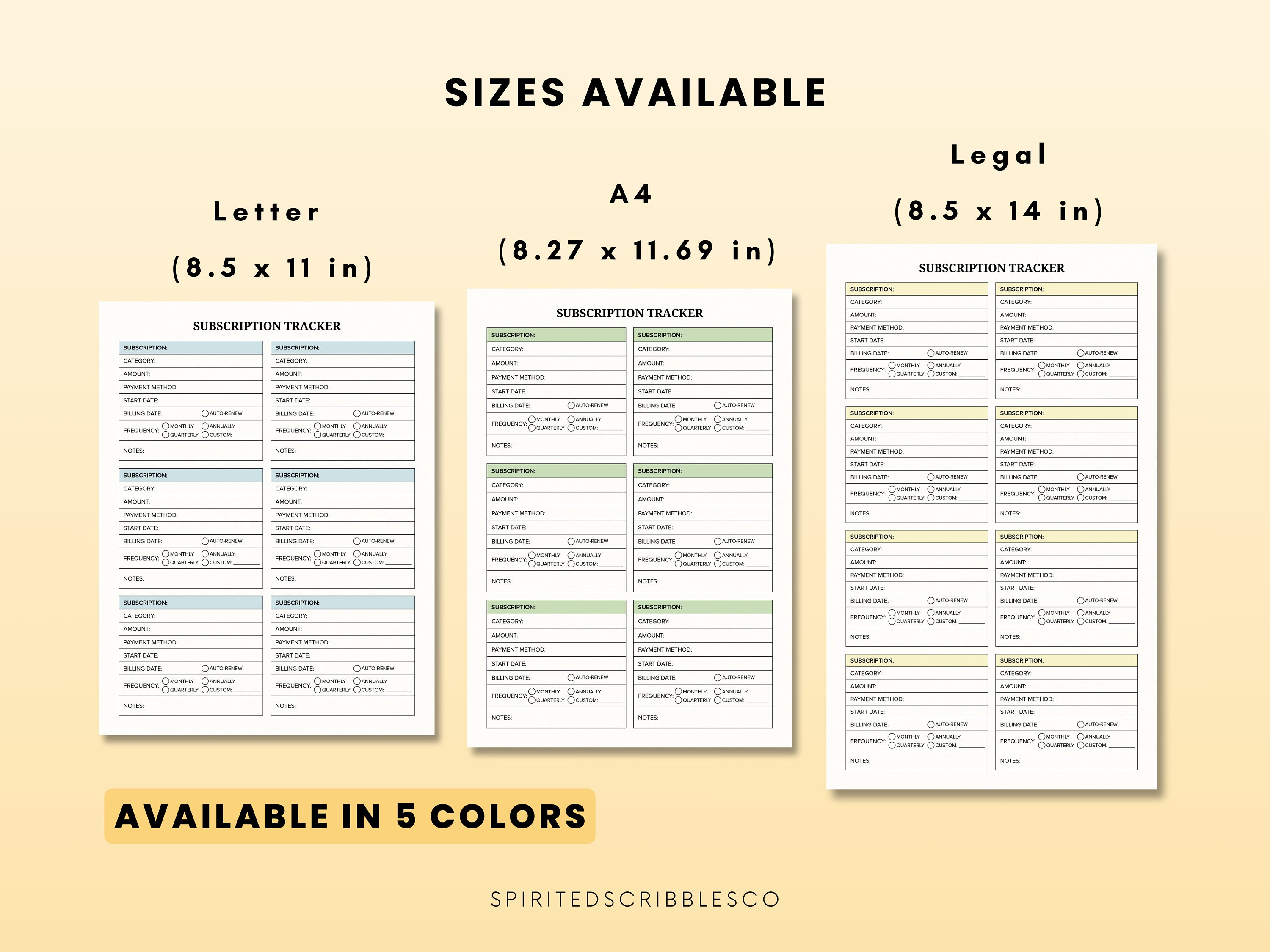 Subscription Tracker Printable Pastel Subscriptions Organizer Checklist ...