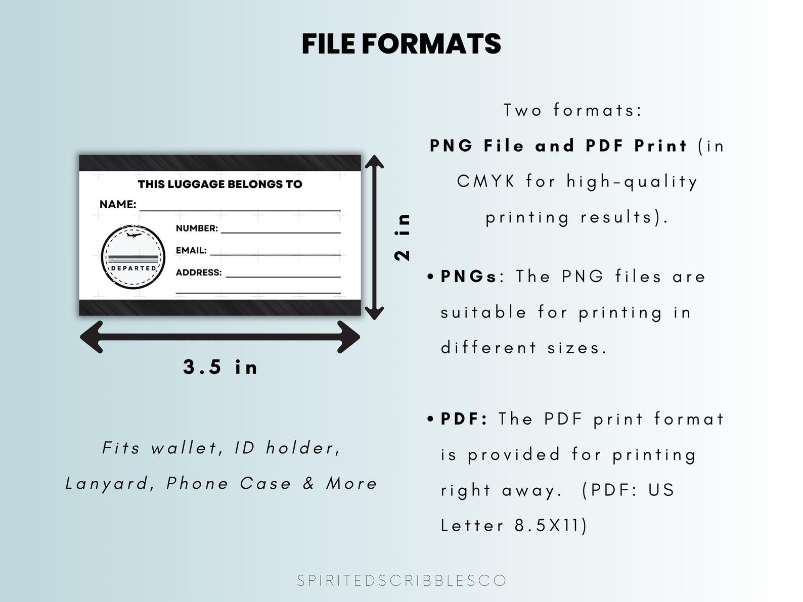 Printable Luggage Tag Insert Two-sided in Case of Emergency Travel Gear ...