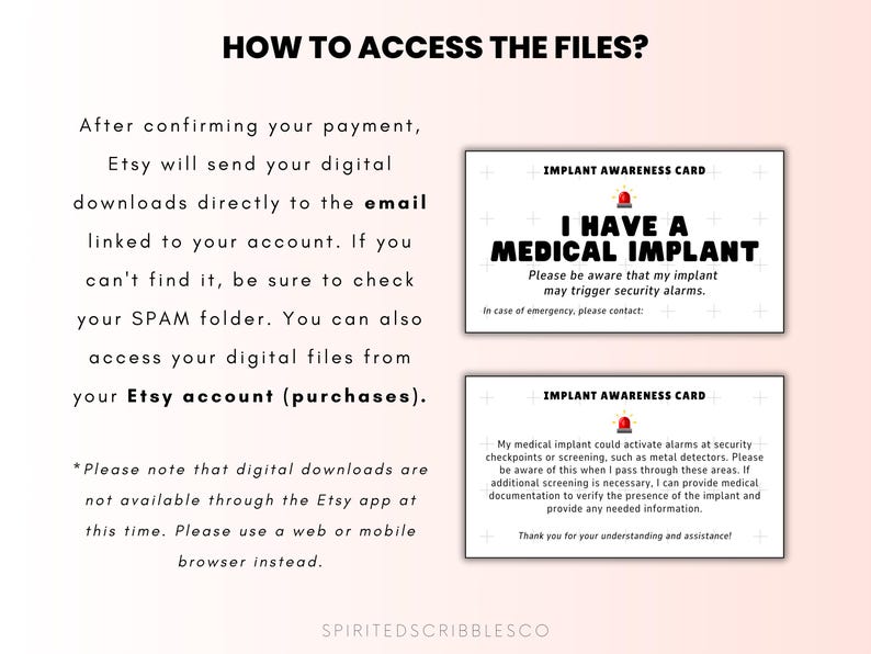 Printable Implant Card Medical Implant Awareness Alert Visual Wallet ...