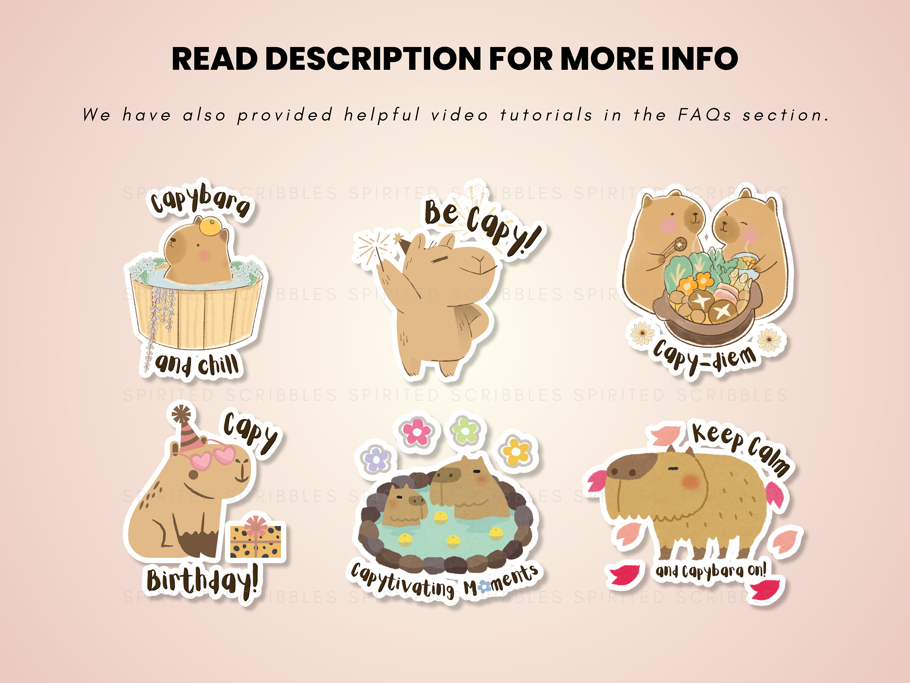 Capybara Sticker Set, Cute Animal Digital Stickers, Goodnotes, PNG ...