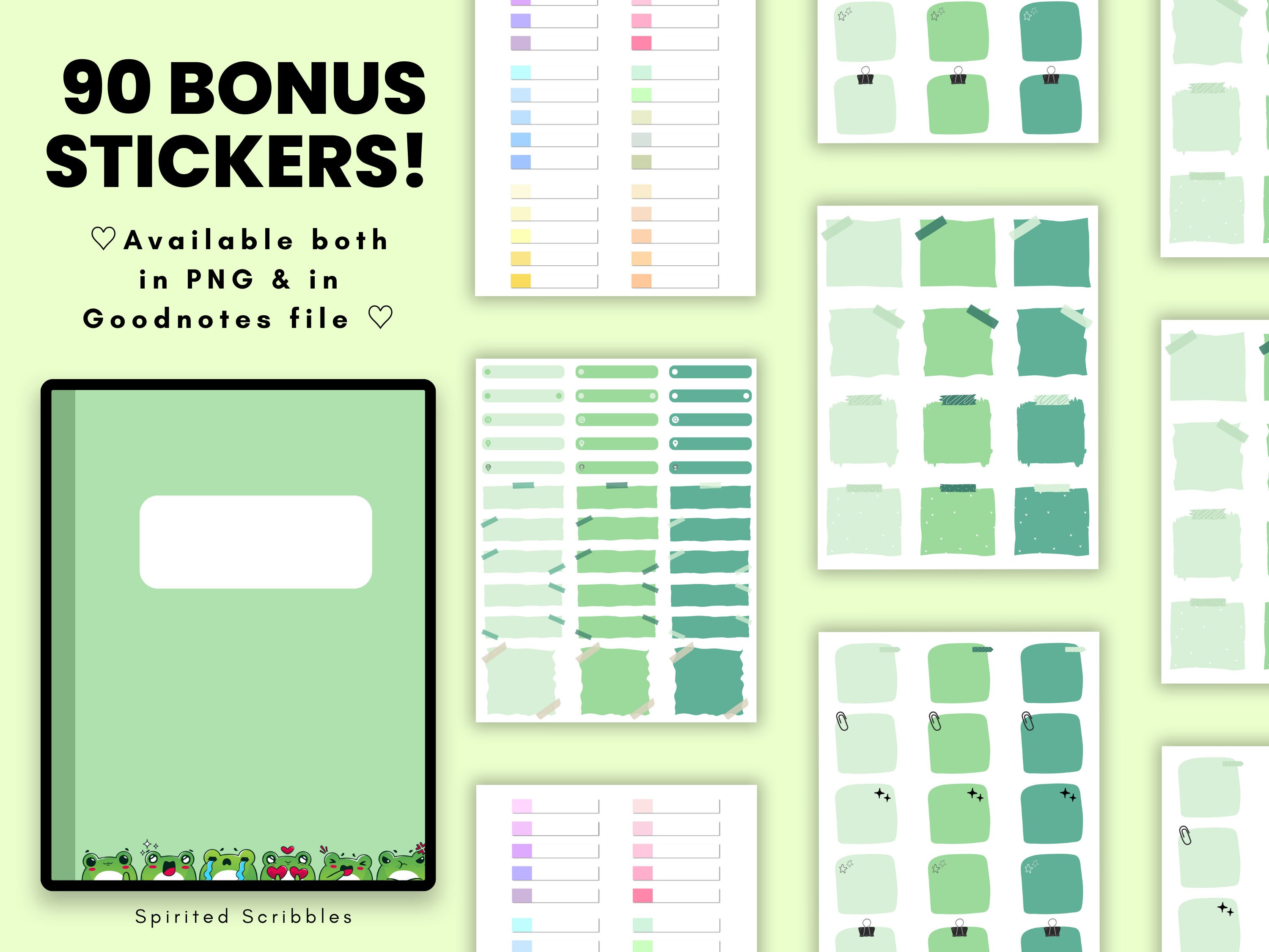 Frog Digital Notebook With Tabs & Covers Fully Hyperlinked, Kawaii ...