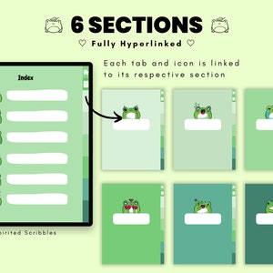 Frog Digital Notebook With Tabs & Covers Fully Hyperlinked, Kawaii ...