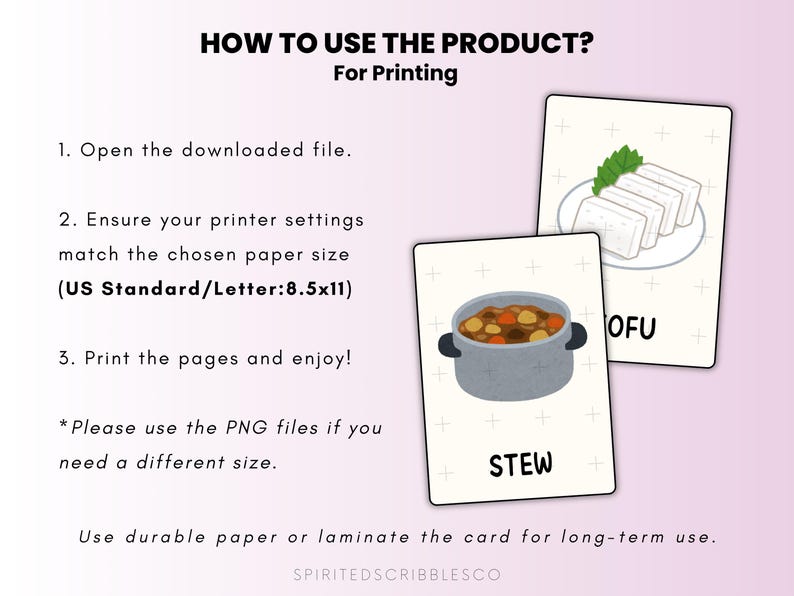145 Food Flashcards Printable Meals Dishes Fast Food Flash Card Visual ...