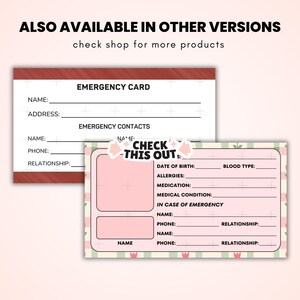 Kids Printable Emergency Card in Case of Emergency ICE Tag Contacts ...