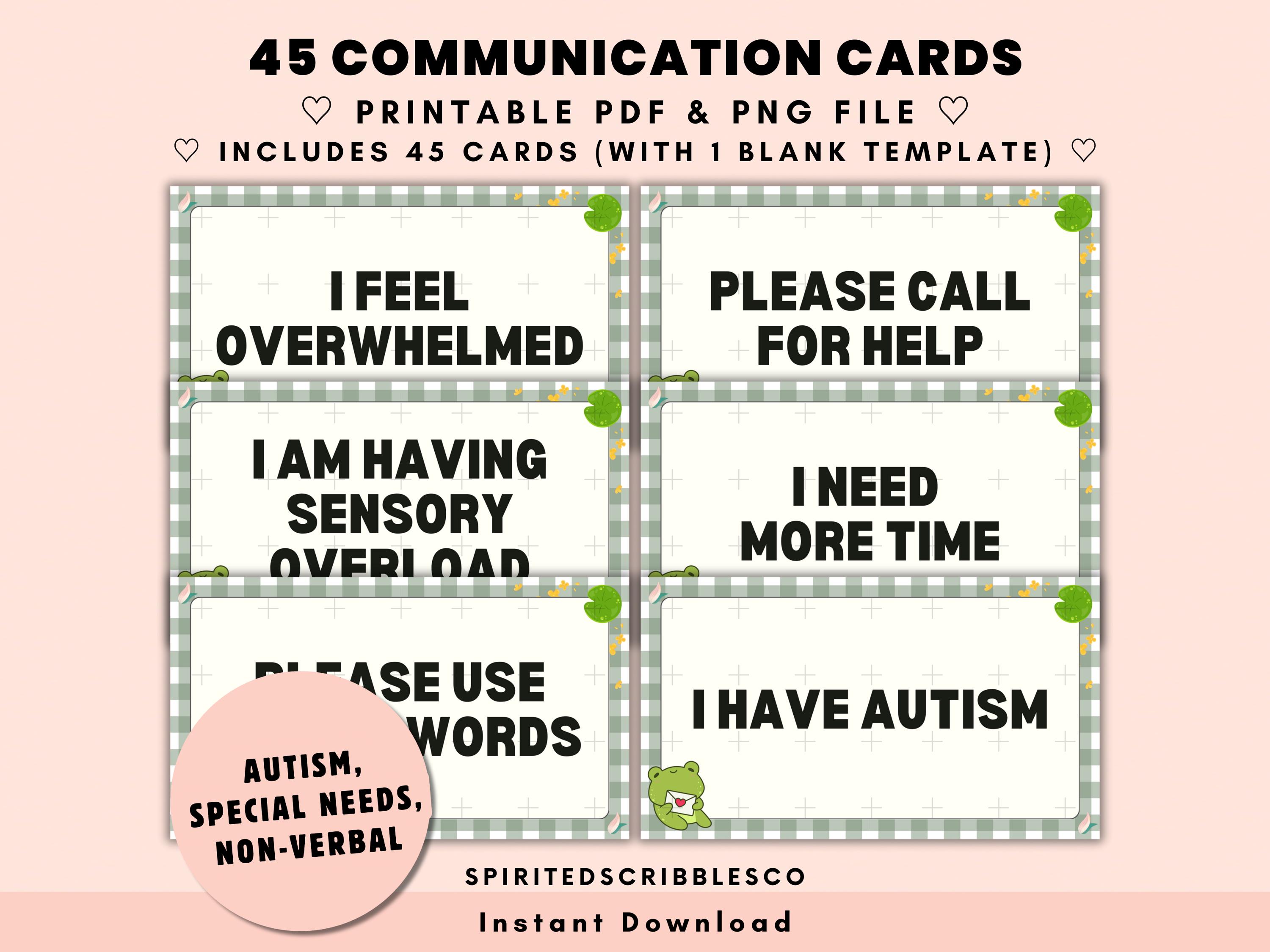 Autism Communication Cards Printable Frog Speech Conversation Visual ...