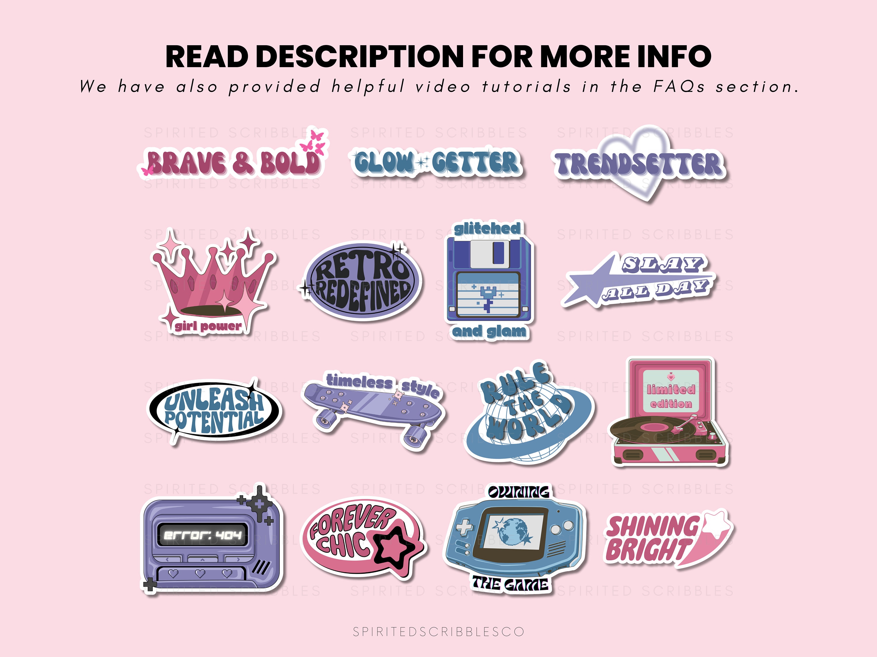 Y2K Stickers Digital & Printable Sticker Set 2000s Sticker, Pre-cropped ...