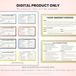 Printable Addison's Disease Awareness Card Medical ID Wallet Emergency ...