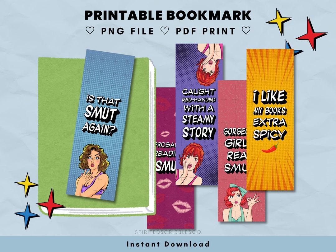 Spicy Bookmarks Smut Digital & Printable Bookmark Set Naughty Books ...