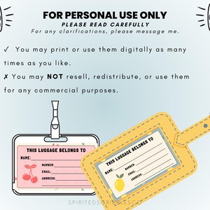 Printable Luggage Tag Insert Two-sided in Case of Emergency Contacts ...
