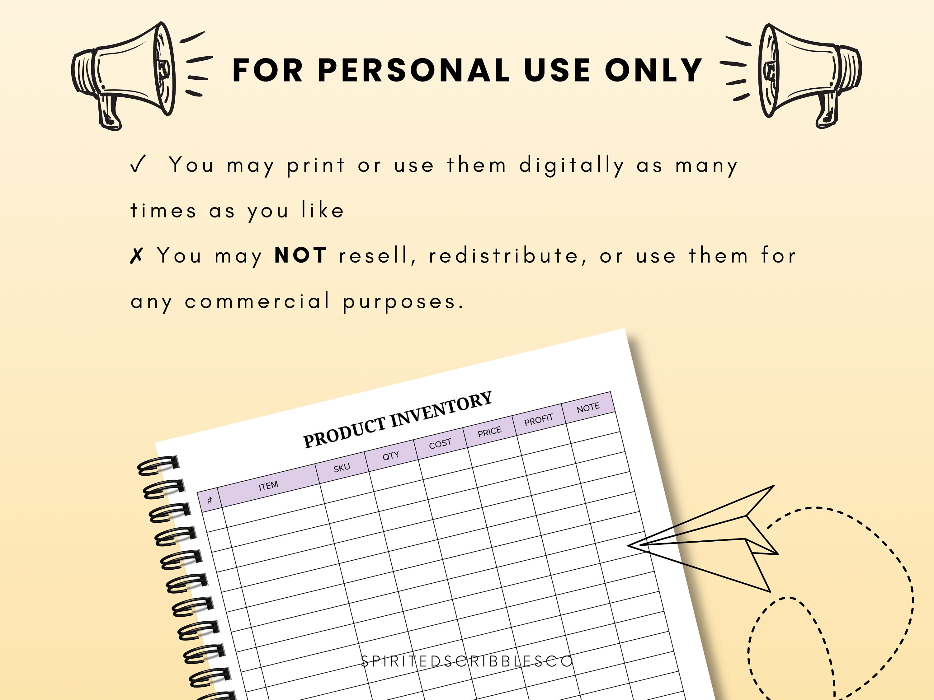 Product Inventory Tracker Printable Inventory Log Management Product ...