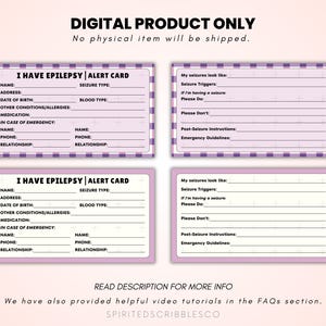 Printable Epilepsy Card Medical Alert Cards Epilepsy Seizure Awareness ...
