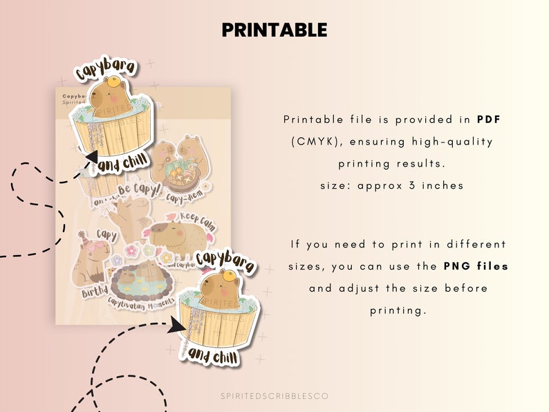 Capybara Sticker Set Cute Animal Digital Stickers Precropped Goodnotes ...