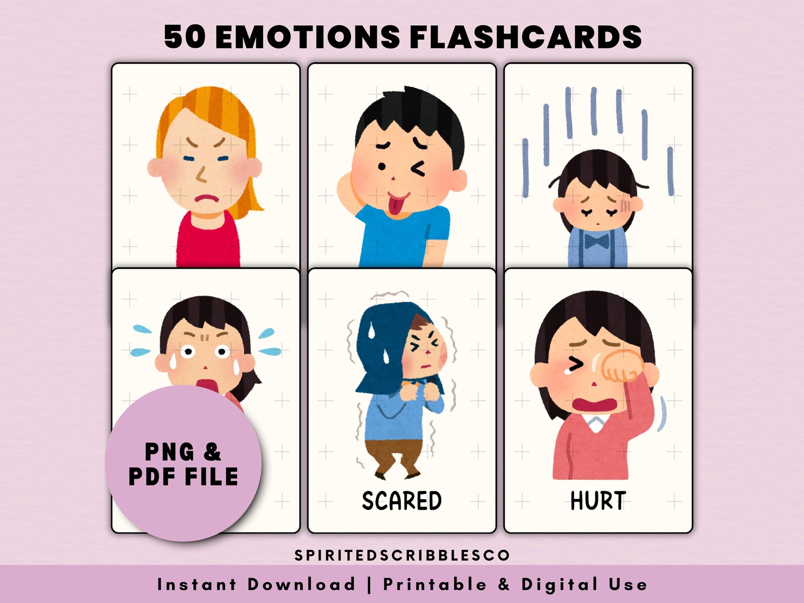 50 Emotion Flashcards Printable Emotions and Feelings Visual ...