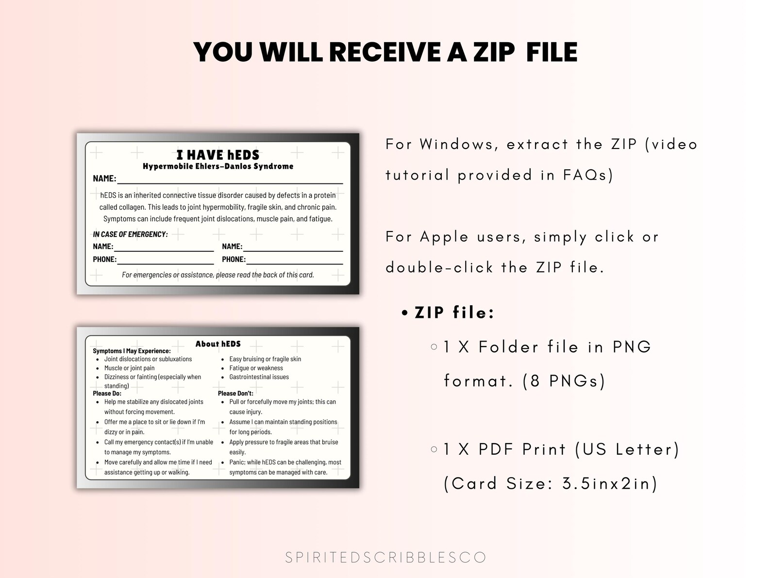 Printable Heds Card Hypermobile Ehlers-danlos Syndrome Awareness Cards ...