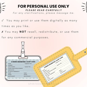 Printable Diabetes Alert Card Medical ID Ice Tag Emergency Diabetic ...