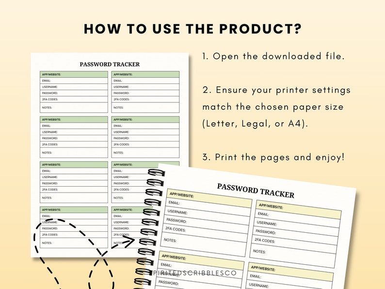 Password Tracker Printable Pastel Passwords Organizer List Template ...