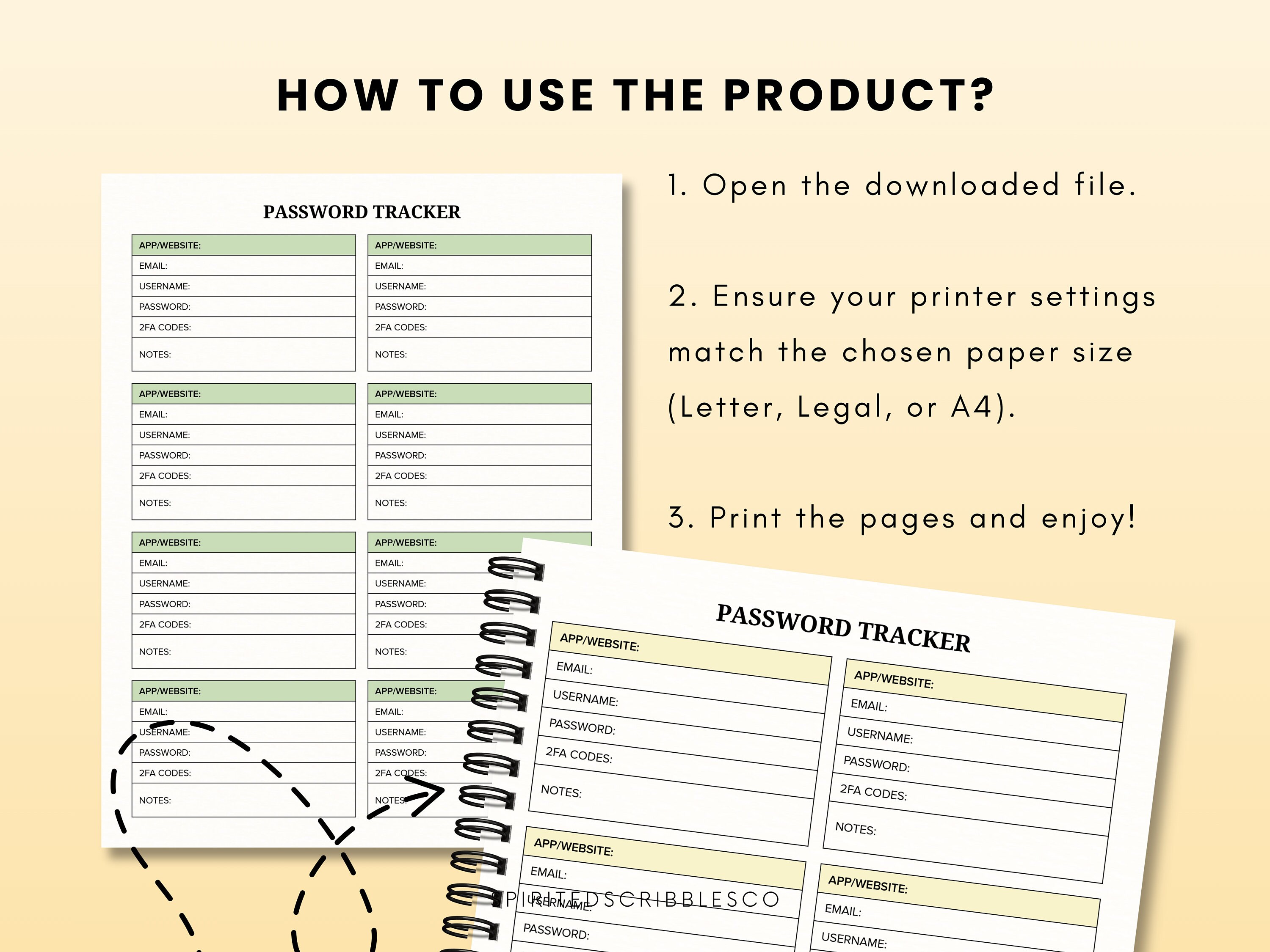 Password Tracker Printable Pastel Passwords Organizer List Template Password Keeper Log Sheet ...