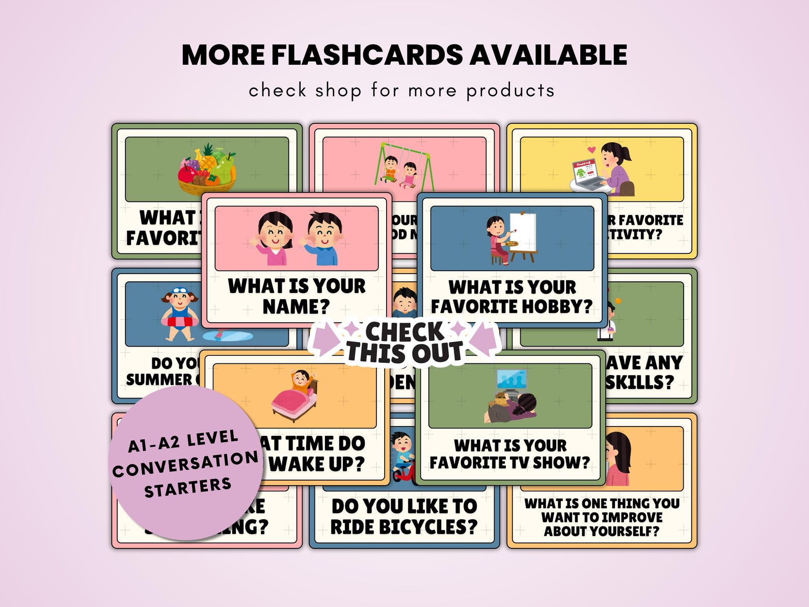 100 English Conversation Starter Flashcards Printable Intermediate B1 ...