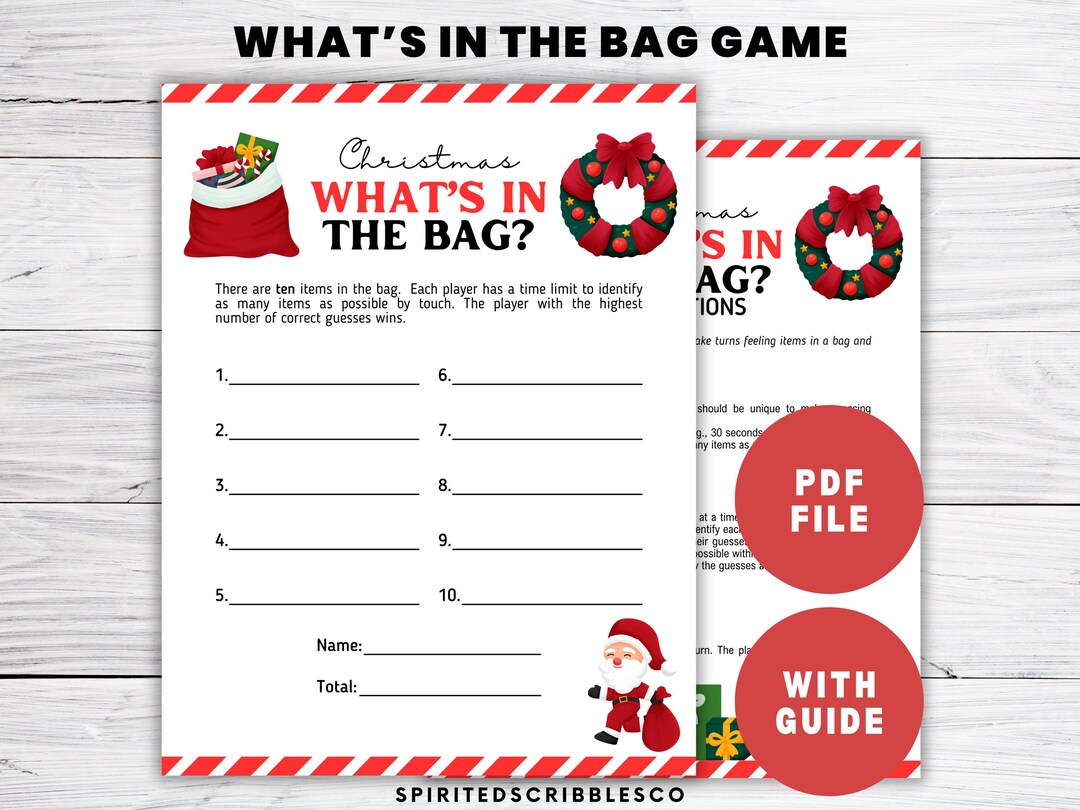 Christmas What's in the Bag Printable Game With Instructions Santa's ...