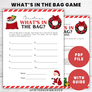 Christmas What's in the Bag Printable Game With Instructions Santa's ...