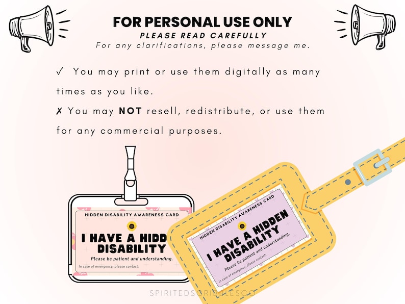 Printable Hidden Disability Awareness Cards Sunflower Medical Health ...