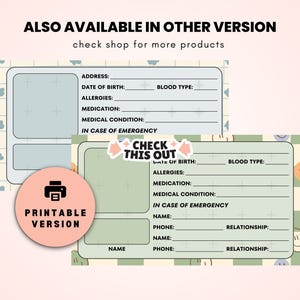 Kids Editable Emergency Card in Case of Emergency ICE Tag Contacts ...