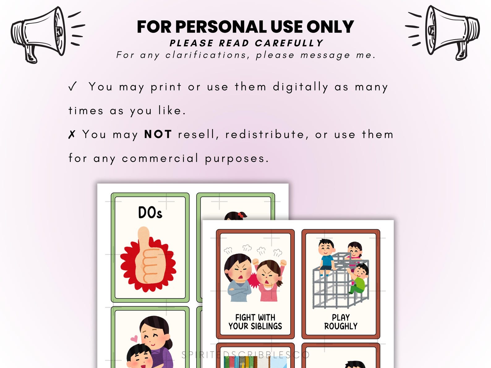 Kids Dos and Don'ts Flash Cards Printable Behavior Visual Cards Manners ...