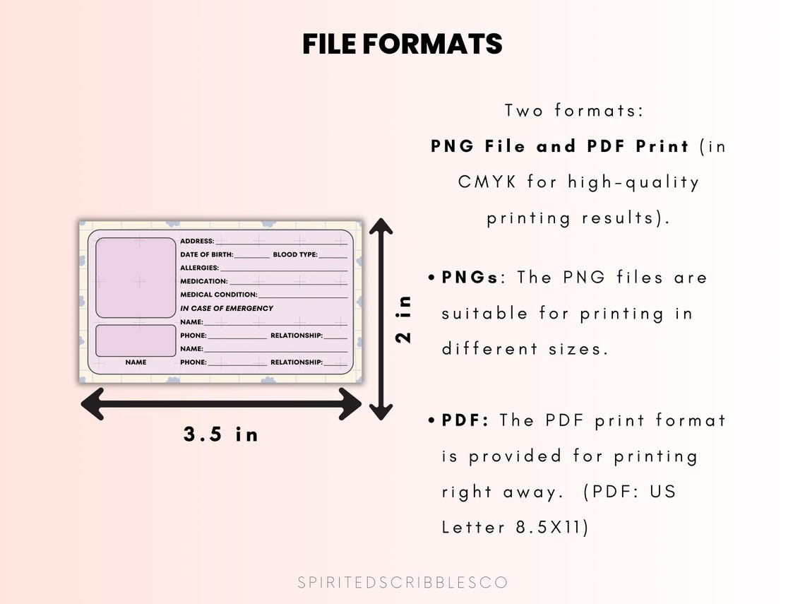 Kids Printable Emergency Card in Case of Emergency ICE Tag Contacts ...