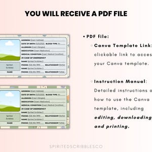 Kids Editable Emergency Card in Case of Emergency ICE Tag Contacts ...