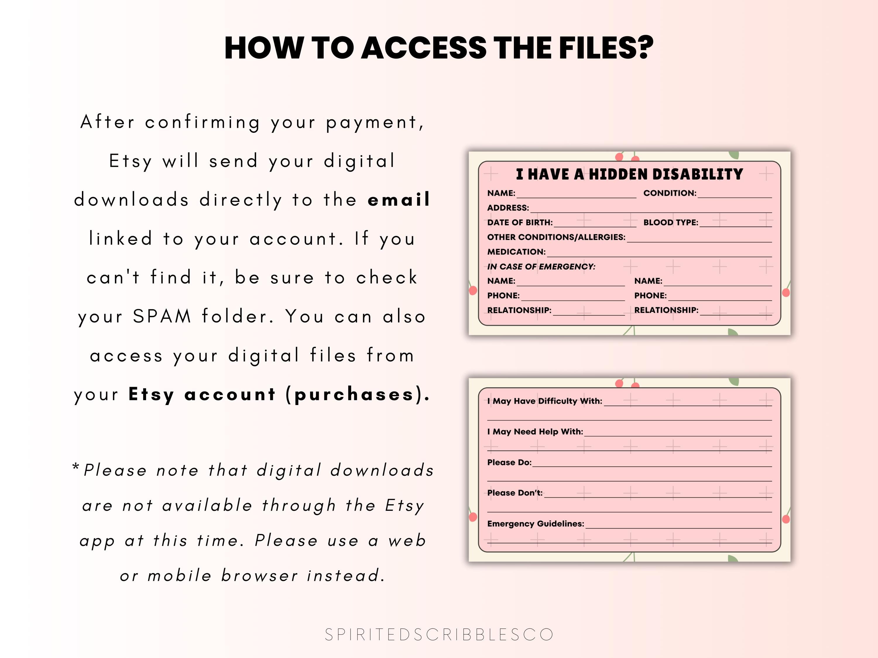 Printable Hidden Disability Card Medical Awareness Card Safety Alert ...