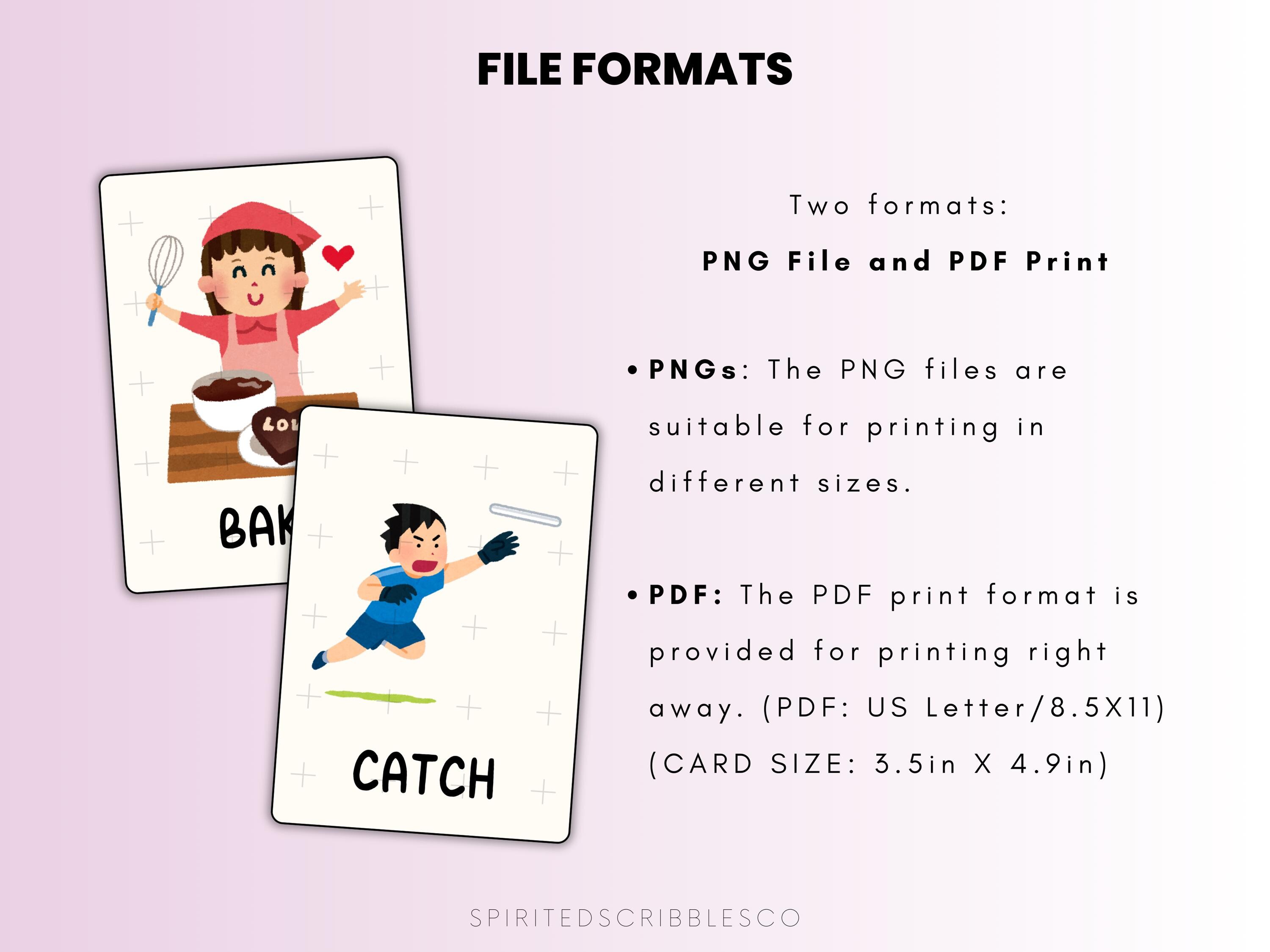 50 English Verb Vocabulary Flashcards Printable English Action Words ...