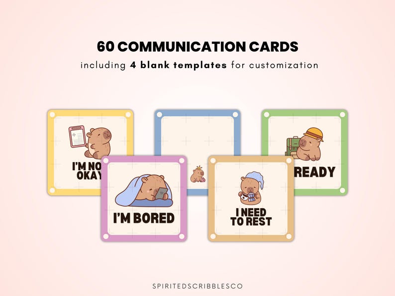 Printable Daily Communication Cards Cute Capybara Speech Conversation ...