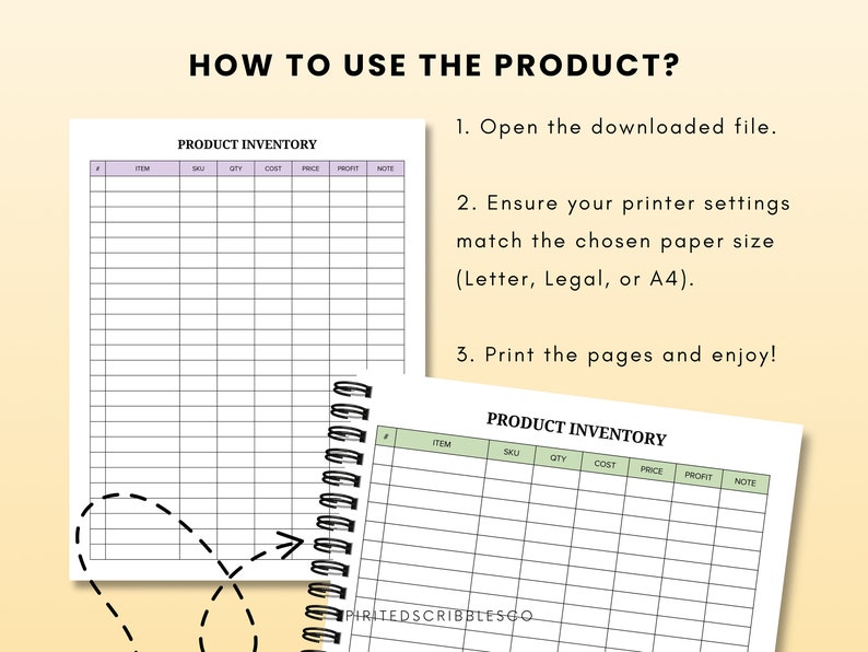 Product Inventory Tracker Printable Inventory Log Management Product ...