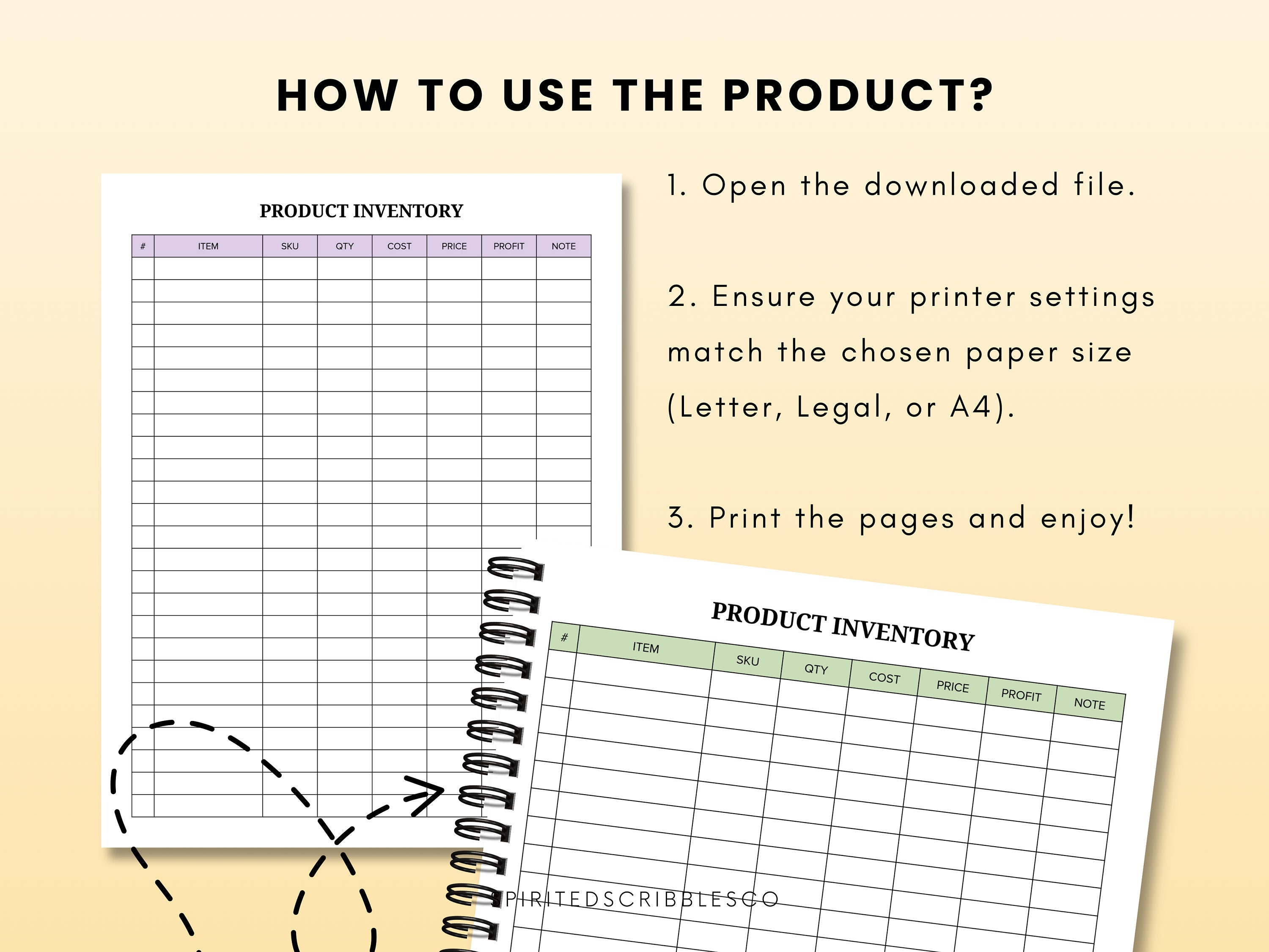 Product Inventory Tracker Printable Inventory Log Management Product ...