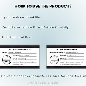 Editable Luggage Tag Insert Two-sided in Case of Emergency Travel Gear ...