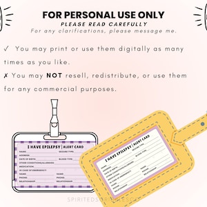 Printable Epilepsy Card Medical Alert Cards Epilepsy Seizure Awareness ...