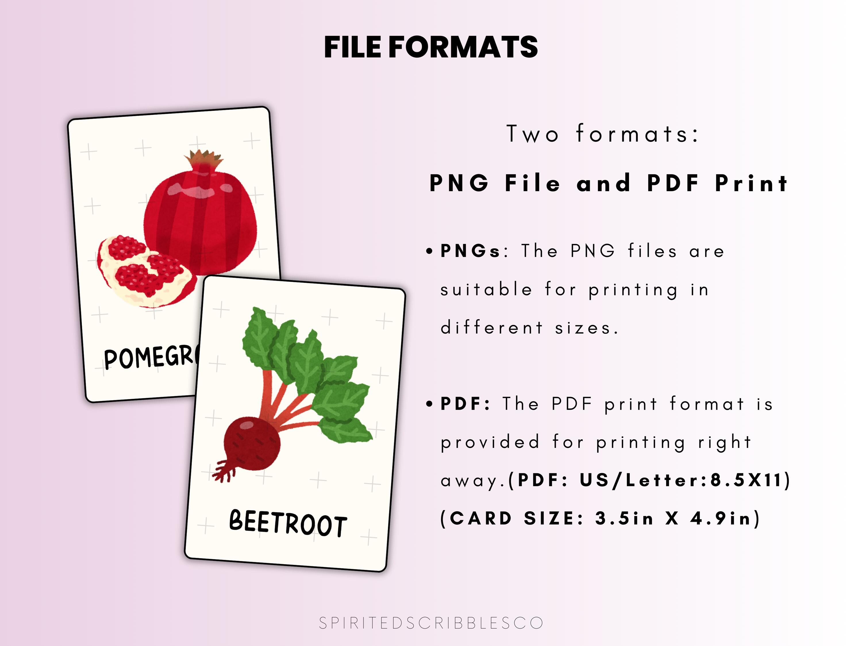Fruits and Vegetables Flash Cards 110 Bundle Foods Illustration ...