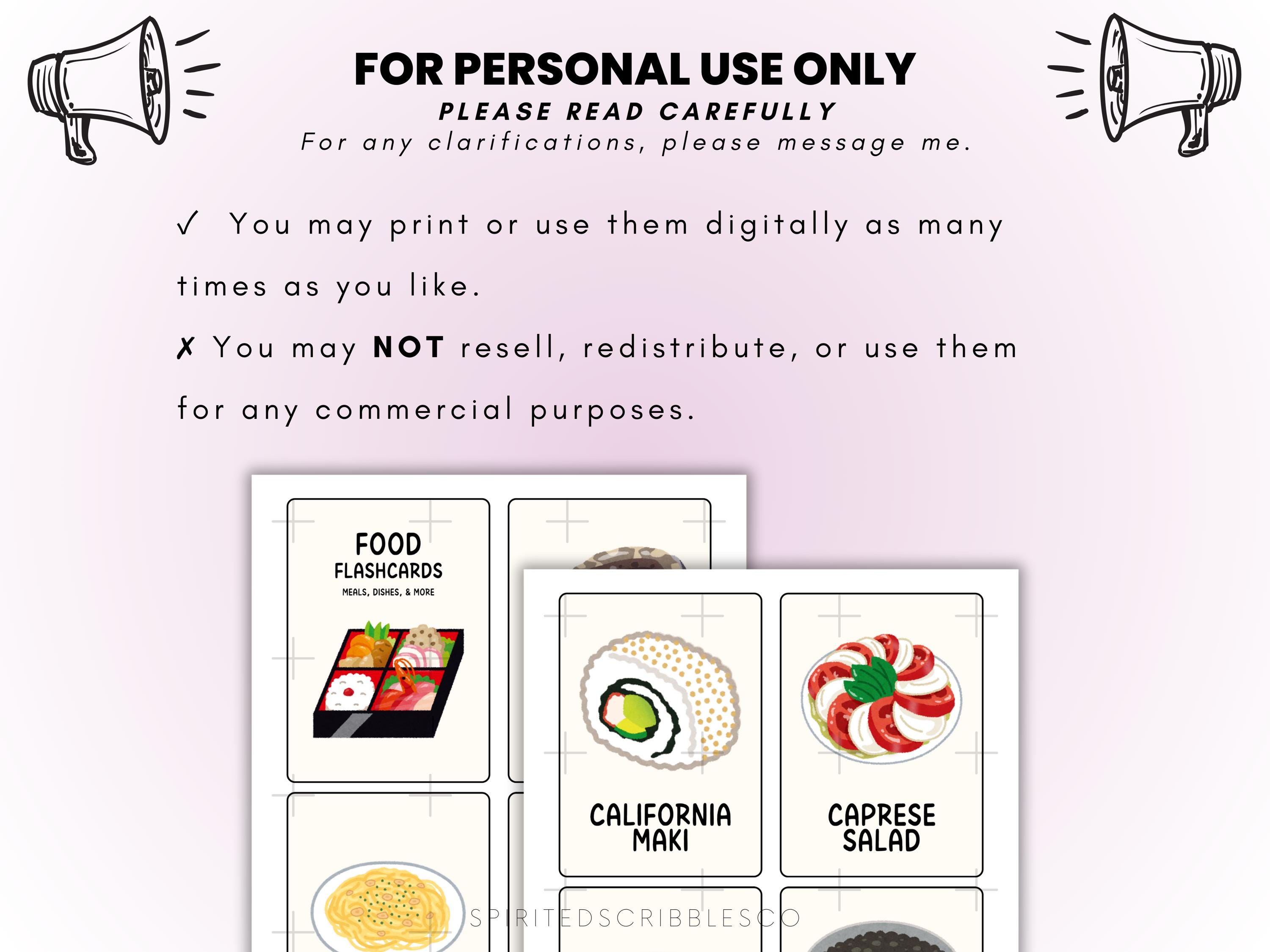 145 Food Flashcards Printable Meals Dishes Fast Food Flash Card Visual ...