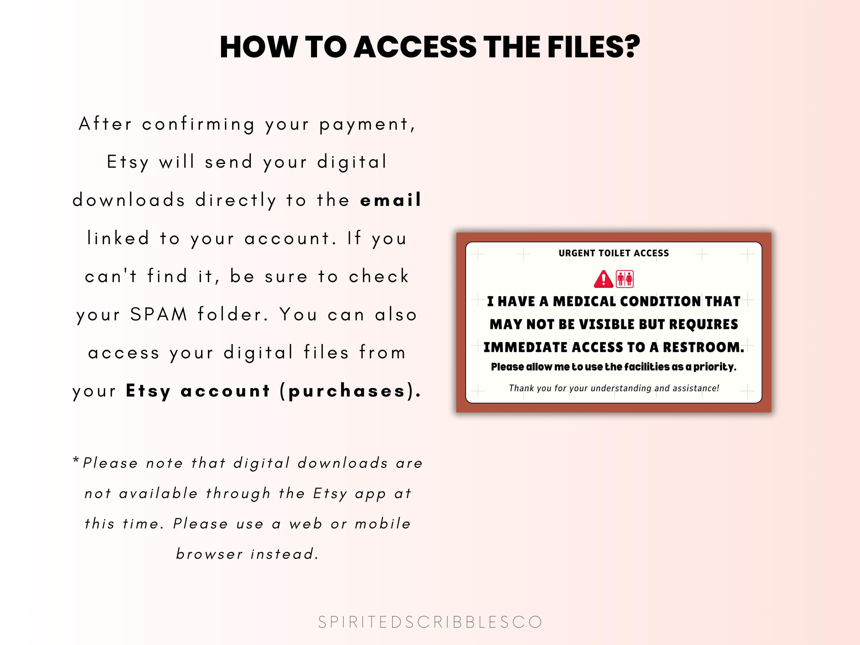 Printable Urgent Toilet Access Cards Medical Use Tag Hidden Health ...