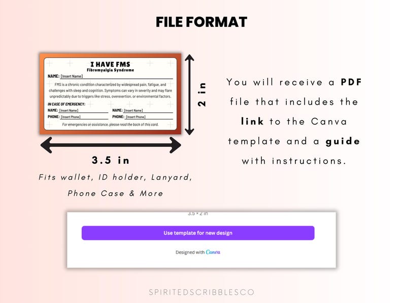 Editable FMS Cards Fibromyalgia Syndrome Awareness Card Medical ...