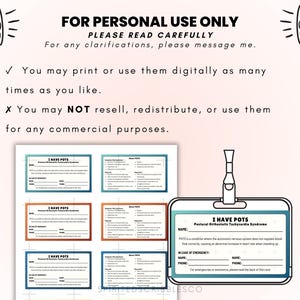 Printable POTS Card Postural Orthostatic Tachycardia Syndrome Awareness ...