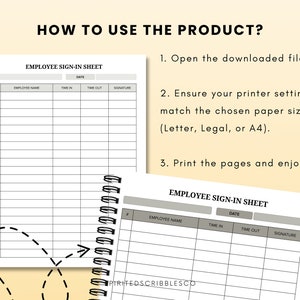 Employee Sign-in Sheet Printable Employee Time in Time Out Tracker ...