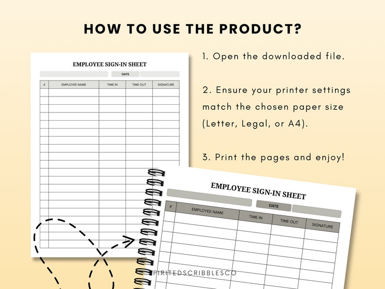 Employee Sign-in Sheet Printable Employee Time in Time Out Tracker ...