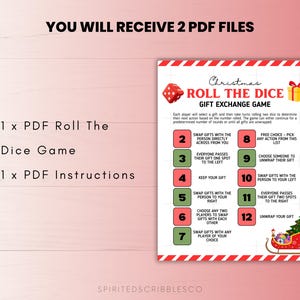 Christmas Roll the Dice Gift Exchange Game Printable Christmas Two Dice ...