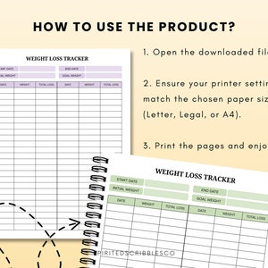 Weight Loss Tracker Printable | Weight Loss Journey Template Journal ...