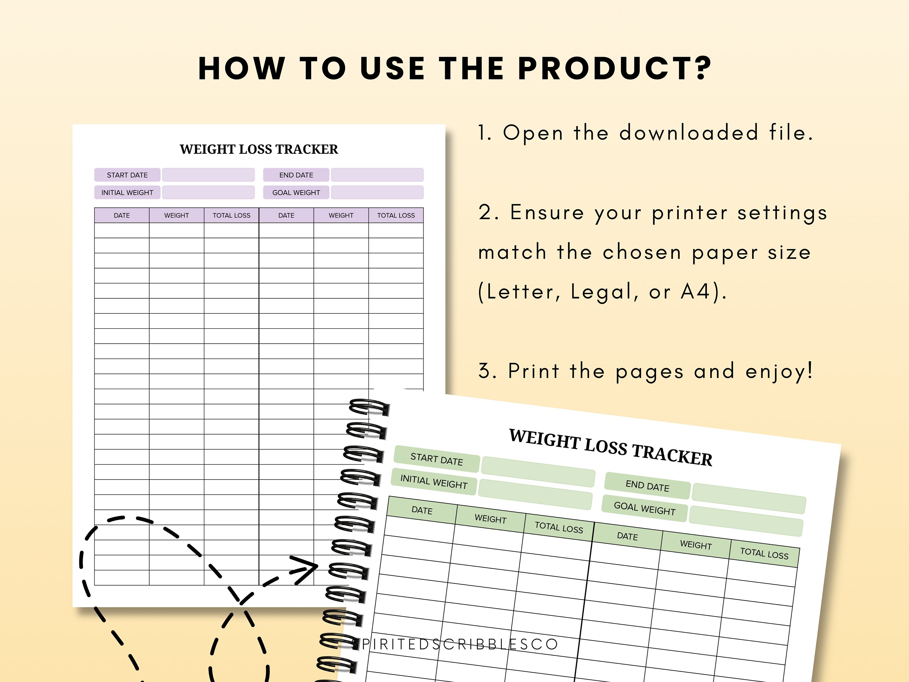 Weight Loss Tracker Printable | Weight Loss Journey Template Journal ...
