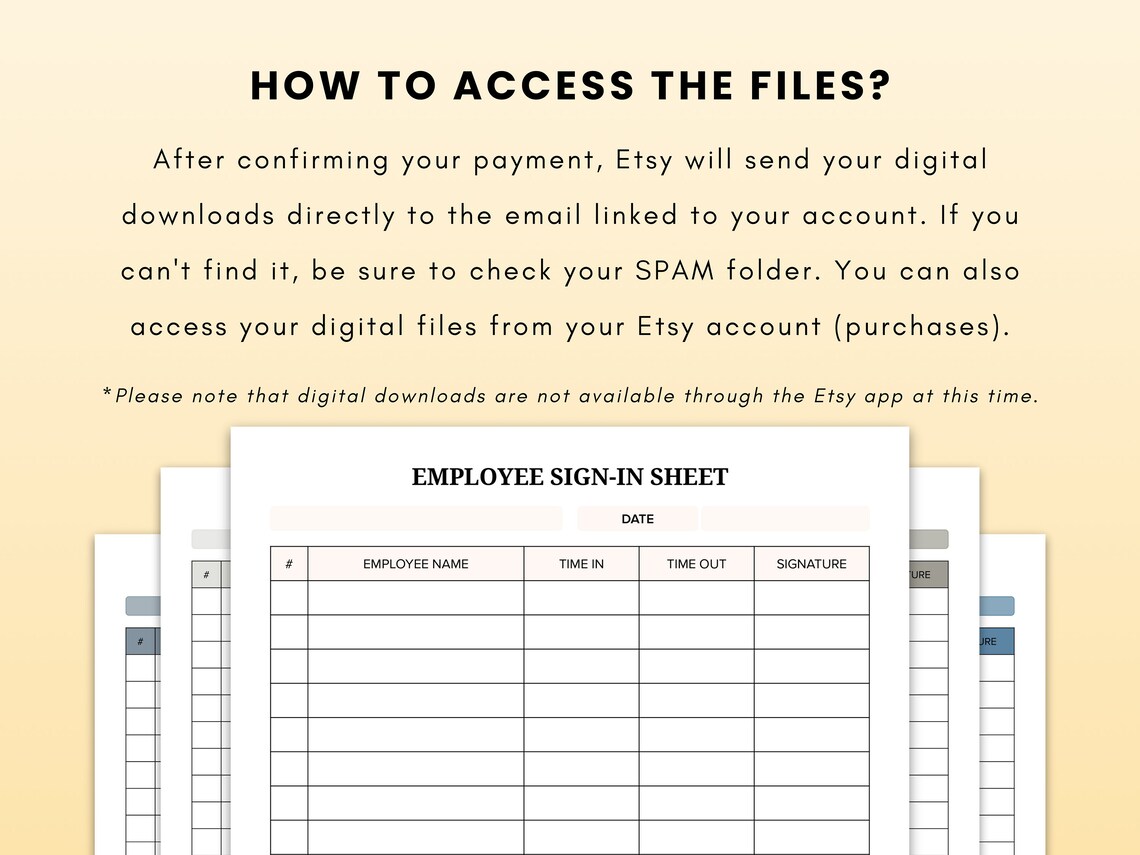 Employee Sign-in Sheet Printable Employee Time in Time Out Tracker ...