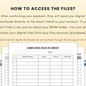 Employee Sign-in Sheet Printable Employee Time in Time Out Tracker ...