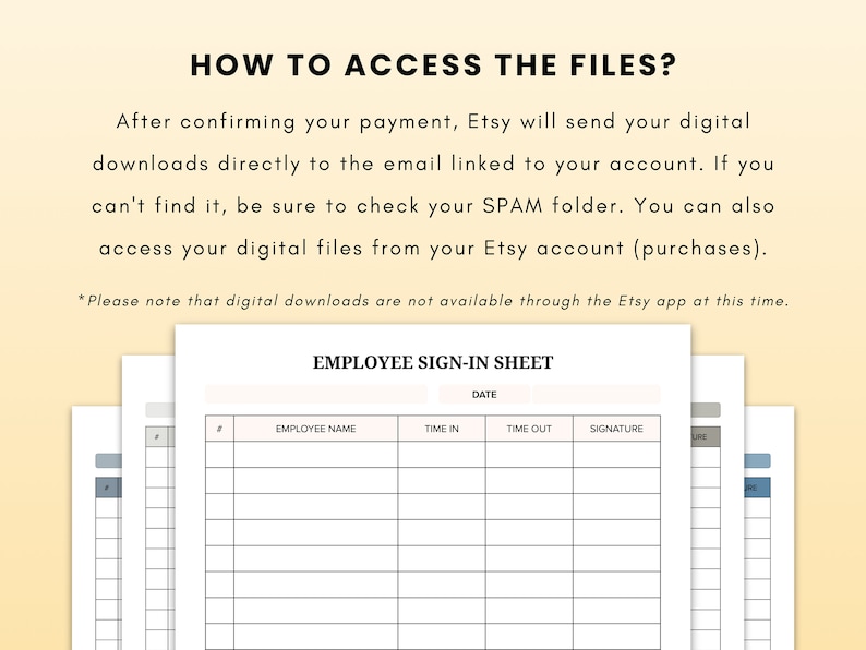 Employee Sign-in Sheet Printable Employee Time in Time Out Tracker ...